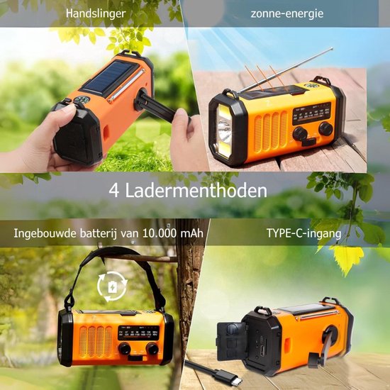 Noodradio Solar Opwindbaar – Noodpakket 10000mAh – Draagbare Survival ...