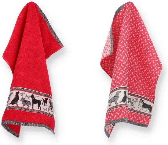 Bunzlau Castle - Dogs Red - Keukendoek en Theedoek - 100% Biologisch ...