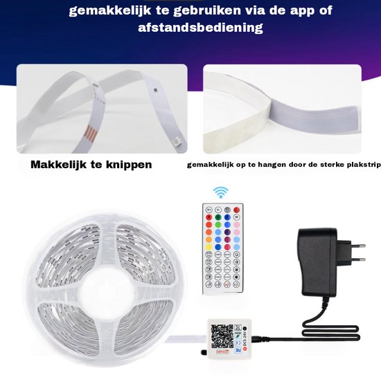Led strip 15 meter - 20 RGB kleuren - bedienbaar met app of ...
