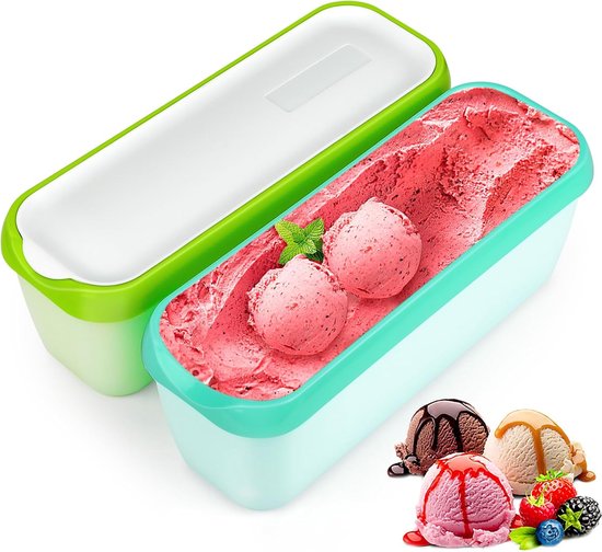 IJscontainers voor ijs, 2 stuks, 1,5 liter voorraadcontainers ...