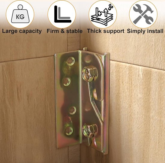 4 stuks bedverbinders, ophangbeslag, zware belasting bedbeslag om op te ...