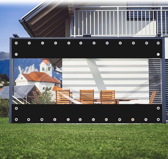 Transparante pvc-gordijnen met ingestanste ringen, 0,6 mm, waterdicht ...