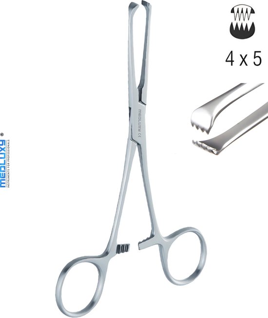 Medluxy - Weefselklem naar Allis - 15 cm - Recht - 4x5 Tanden (EHBO, Klemschaar,... | bol