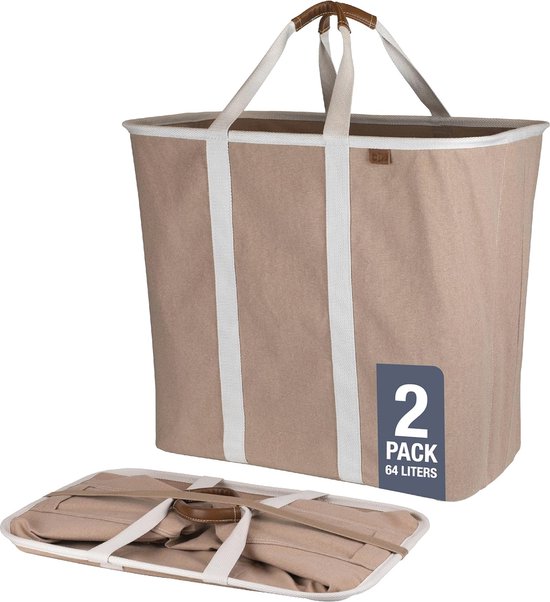 Opvouwbare wasmand set van 2 - XL pop-up caddy voor kleding en opslag | bol