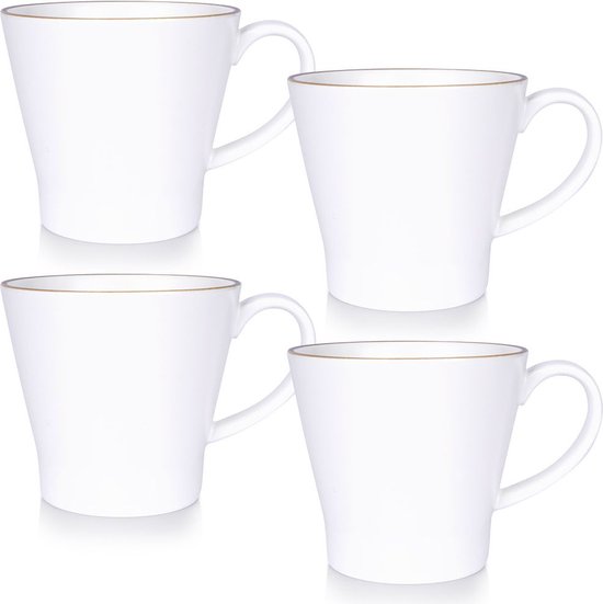 Mokken Porselein Wit 380 ml 4 stuks - Set - Bekers - Koffiebekers - Kopjes - Koffiemok | bol