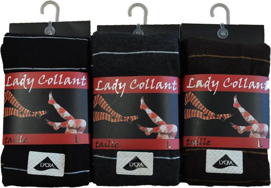 Dames collant 80% katoen- fantasie Rayures- 5 stuks- maat S/M ...