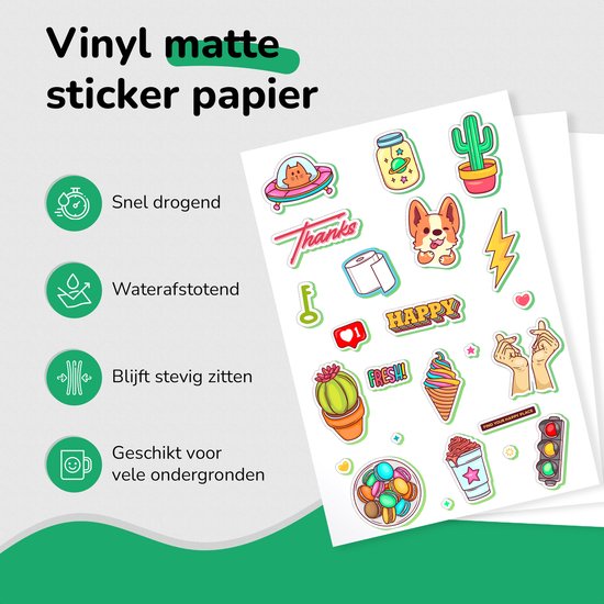 Renos Vinyl stickerpapier - Matte, waterbestendige A4 stickervellen ...