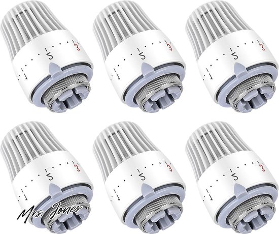 Mrs. Jones 6 stuks thermostaatkop radiator M30 x 15 wit . | bol