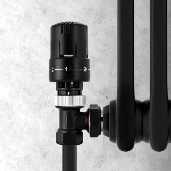 Mrs. Jones Thermostaatkop complete set hoekvorm radiatorventiel zwart ...