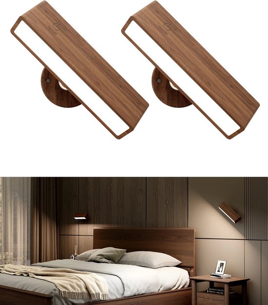 J&R Wandspot - Noordse houten wandlamp - Leeslamp - Lamp - 360 rotatie ...