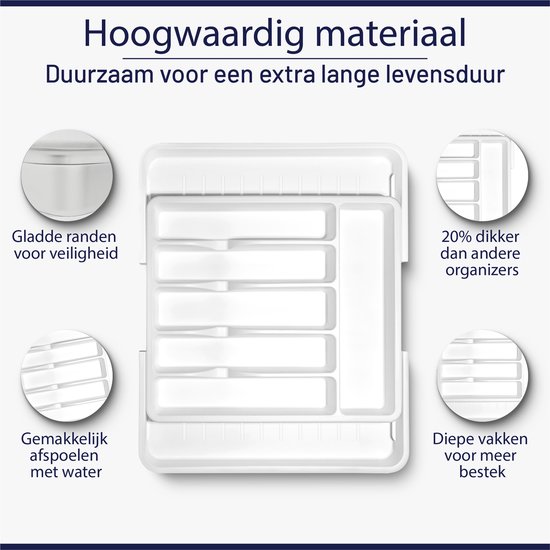 Nuvona Uitschuifbaar Bestekbak met 8 Vakken – Besteklade Organizer – 57 ...