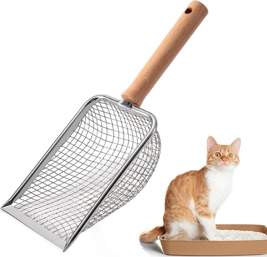 Goodivery ® Metaal Kattenbak Schep met Houten Handvat voor Alle Soorten ...