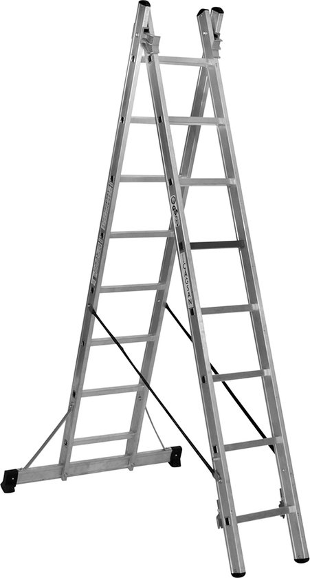 Professionele Reformladder | 2-delig | 2x8 treden | Aluminium | Anti ...