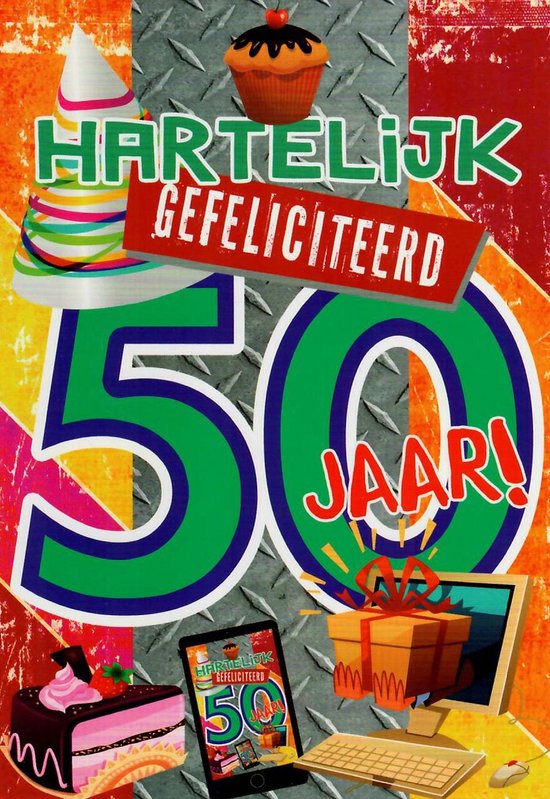 Wenskaart | 10 stuks | Hartelijk gefeliciteerd, 50 jaar! | bol