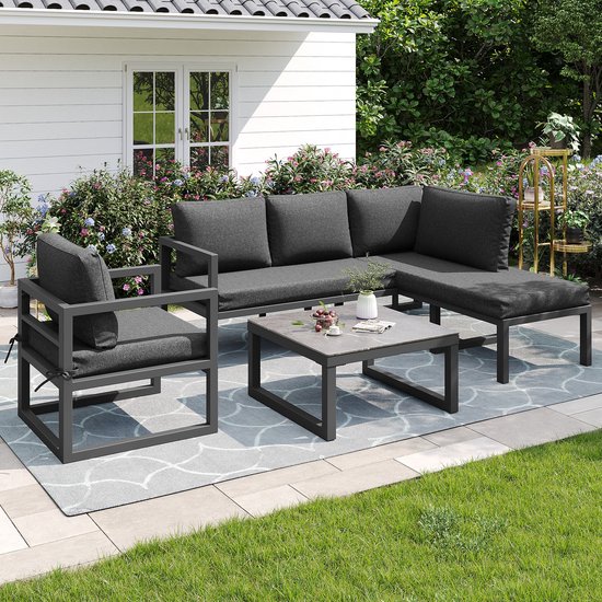 Sweiko Tuin loungeset - Hoekbank - Met tafel - Gegalvaniseerd ijzeren ...