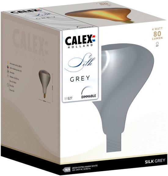 Calex Silk LED Lamp R140 - E27 - 4W - 1800K - 80 Lumen - Grijs | bol