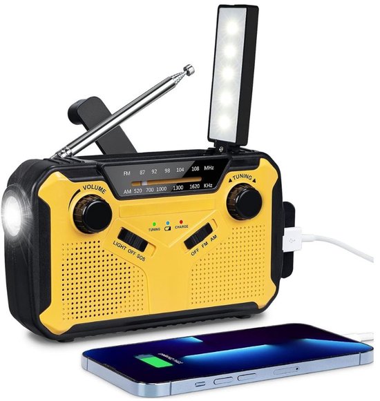 Noodradio Solar Opwindbaar en Batterij - Opwindbare Radio - Draagbare ...