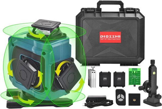 Laserwaterpas 4D met 16 zelfnivellerende lijnen en pulsmodus - 360 ...