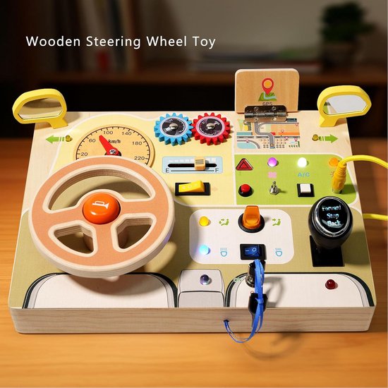 Busy Board Hout – Houten Autostuur Dashboard met LED – Montessori ...