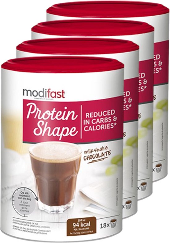 Modifast | Protein Shape Milkshake | Chocolade | 4 stuks | 4 x 420 g | bol
