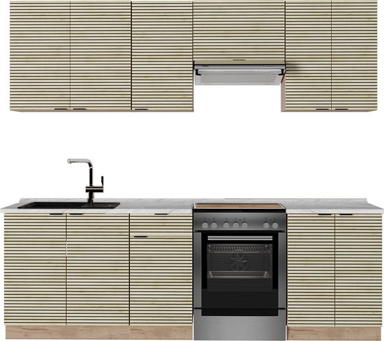 Vicco Fame-Line Complete keukeneenheid – 240 cm zonder werkblad Eiken ...