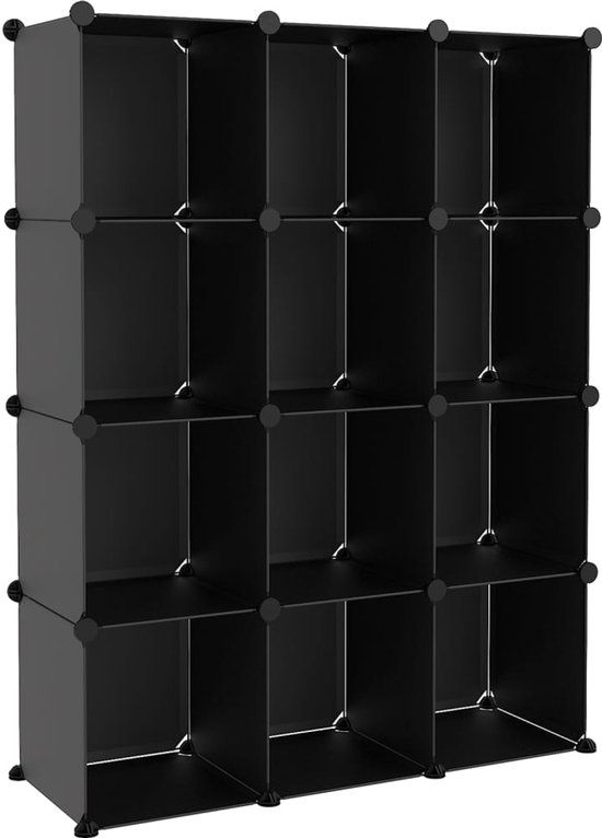 vidaXL Opbergmeubel 12 vakken zwart polypropeen Opbergrek ...