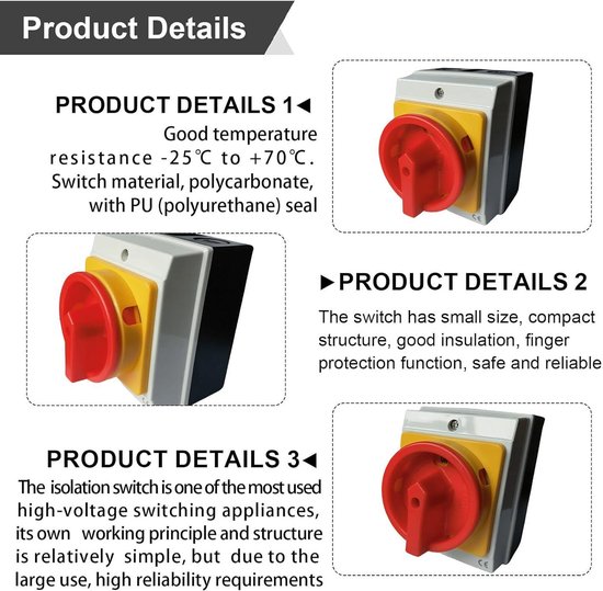 Hoofdschakelaar 16A 3-polig draaischakelaar - uitschakelaar IP65 met ...