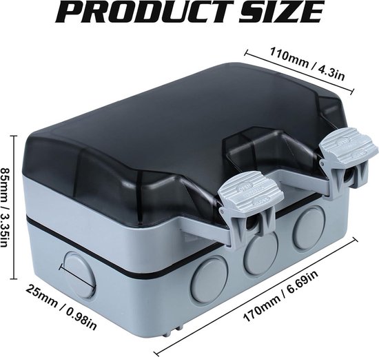 Waterdicht IP66 weerbestendig outdoor stopcontact - wandcontactdoos met ...