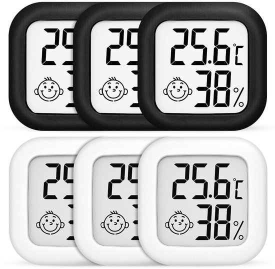 Digitale mini-thermometer en hygrometer voor binnen - Set van 6 voor ...