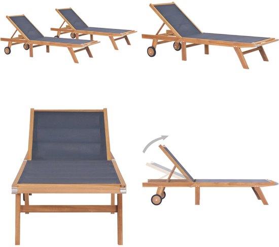 vidaXL - Ligbedden - 2 - st - inklapbaar - met - wielen - massief ...