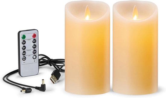 Led kaarsen oplaadbaar - Inclusief Afstandsbediening - Bewegende Vlam ...