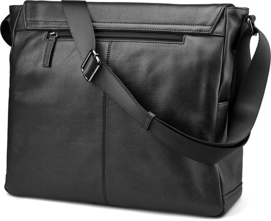 Lucleon - Heren - Zwart Leer Schoudertas | bol