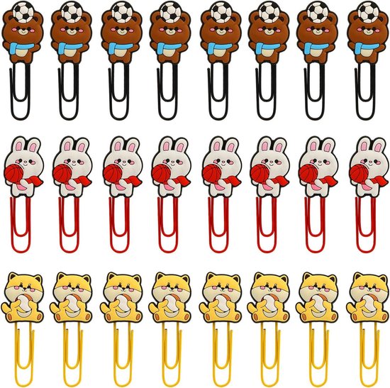 24pcs Paper Clip Bookmarks with Cute Cartoon Animals and Colorful Paper ...