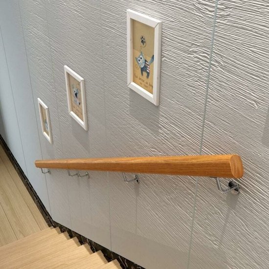 Houten Trapleuning - 30 cm - Met 2 roestvrijstalen beugels - Voor ...