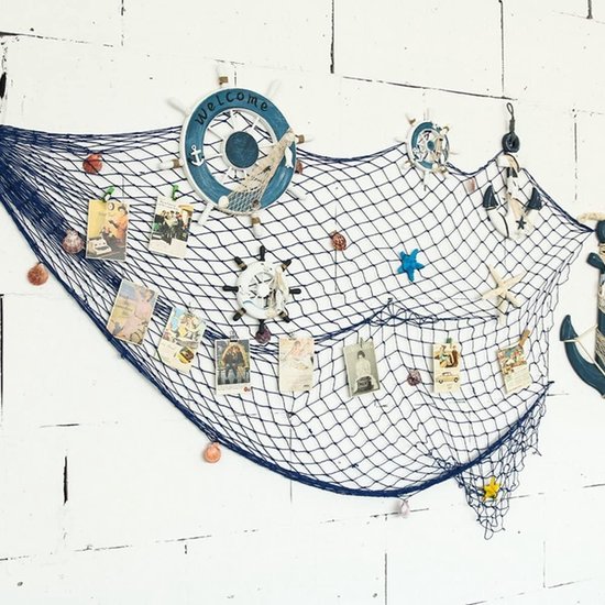 Decoratief Visnet in Mediterrane Stijl met Gekleurde Schelpen ...