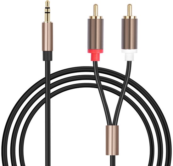 3.5MM Jack AUX naar 2X RCA Tulp Male adapter stereo audio kabel plug ...