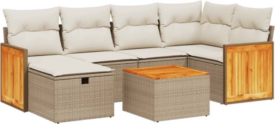 vidaXL Loungeset 7-delig - Beige - Inclusief kussens | bol