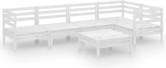 vidaXL Loungeset - 6-delig - Grenenhout - Wit | bol