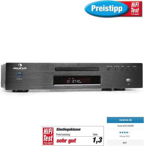 HiFi CD-speler met USB, MP3-ondersteuning, 40 voorkeurzenders en afstandsbediening | bol