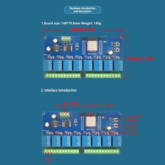 Relay Module with 8 Channels DC 5 to 30V WiFi Wireless Control BLE Load Control... | bol