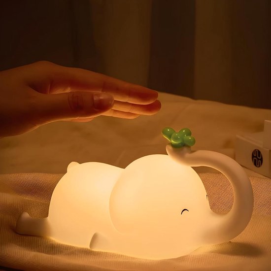 Olifant nachtlampje voor kinderen - Dimbaar siliconen touch-bedlampje ...
