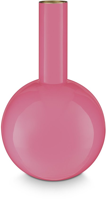 Pip Studio - Bloemenvaas - Woonaccessoires - Donker Roze vaas - Metaal - 19x33cm | bol