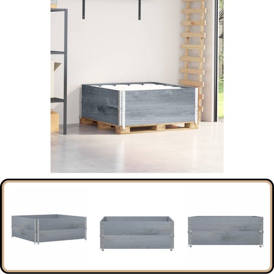 vidaXL Palletopzetranden 100x100 cm Grijs 2 st Pallet Rand - Pallethoek ...