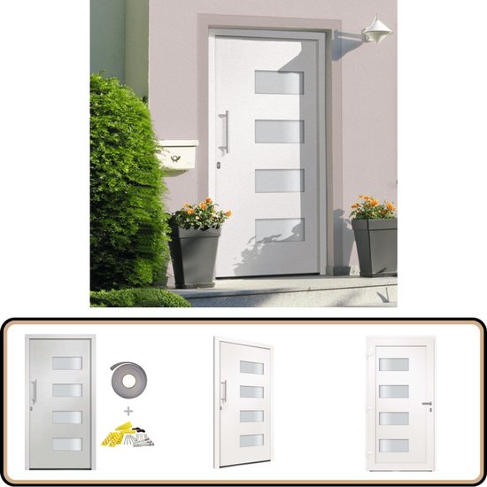 vidaXL Voordeur - 100x200 cm - Aluminium en PVC - Wit Voordeur ...