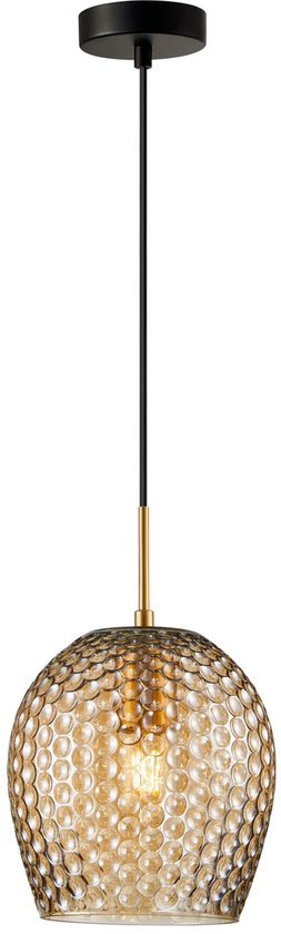 Hanglamp Xaja- Woonkamer - Dimbaar - Amber - Glas - Ø 19cm - Eetkamer ...