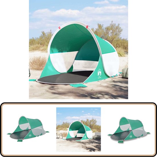 vidaXL Strandtent Pop-Up Zeegroen Waterdicht Strandtent - Pop-up Tent ...