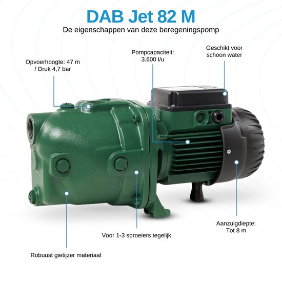 DAB Jet 82 M Beregeningspomp - Besproeiingspomp - 3600l/h - 850 W ...