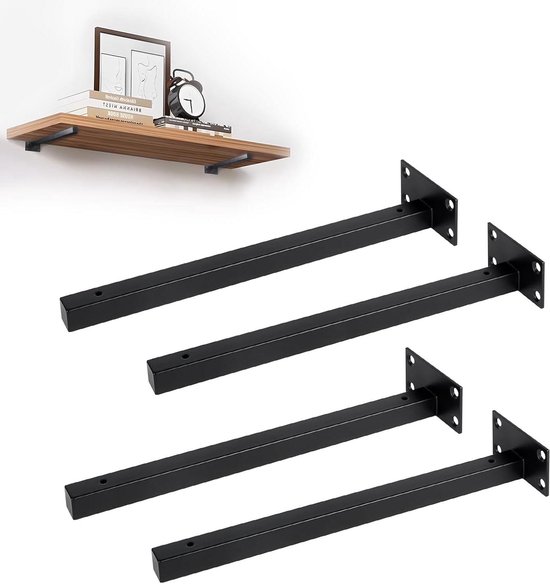 Zwarte Plankdragers - Onzichtbare Plankhouders - 4 stuks - 30 cm | bol