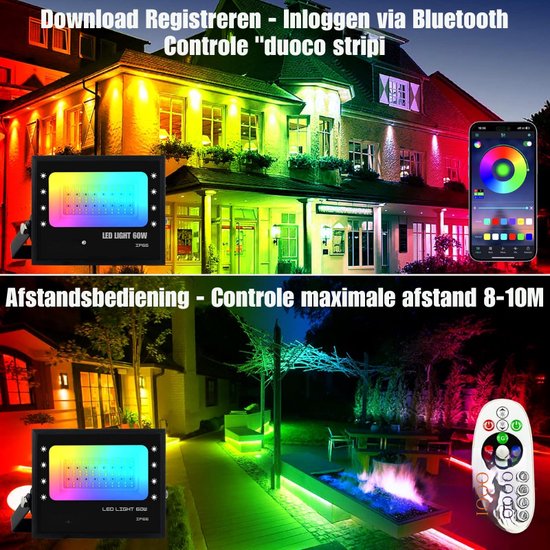 RGB Spots Voor Buiten 60 W RGB Met 6500 K Koudwitte Buitenspot 28 Modi ...