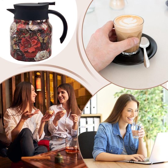 Thermal Tea Pots, Retro Floral Pattern Coffee and Beverage Dispenser ...